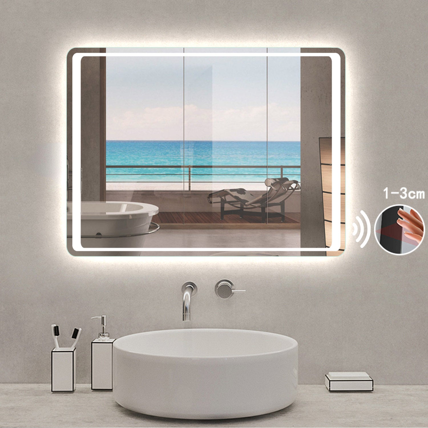 Magnifying Mirror With Light 700x500mm LED Bathroom Mirror With ...