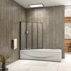Matt Black 4 Fold Folding Bath Screen Shower Bathroom 4mm Glass Panel ...